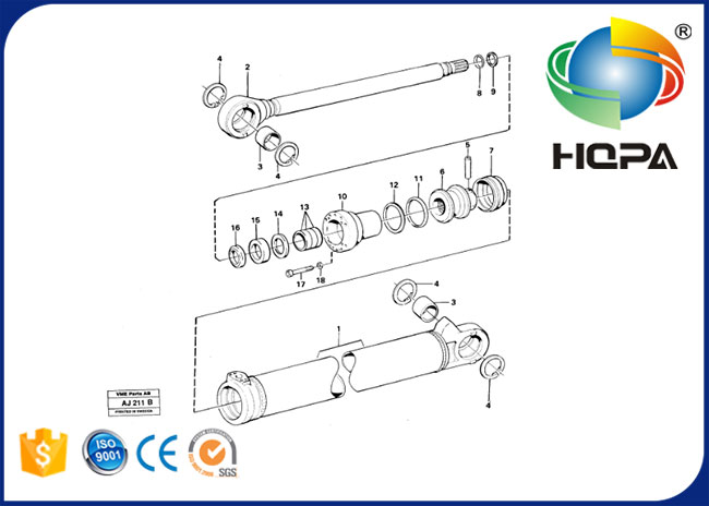L120B Bucket Tilt Cylinder Excavator Seal Kit VOE11990405 11990405 ...